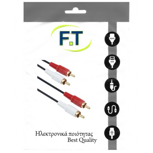 FTT16-001 2 rca- 2 rca επίχρυσο 1.5m